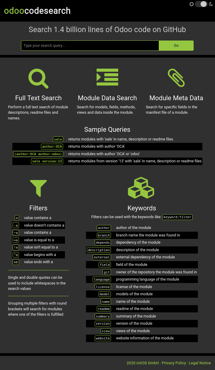 Odoo Code Search: 1,4 Milliarden Zeilen Odoo-Code durchsuchen